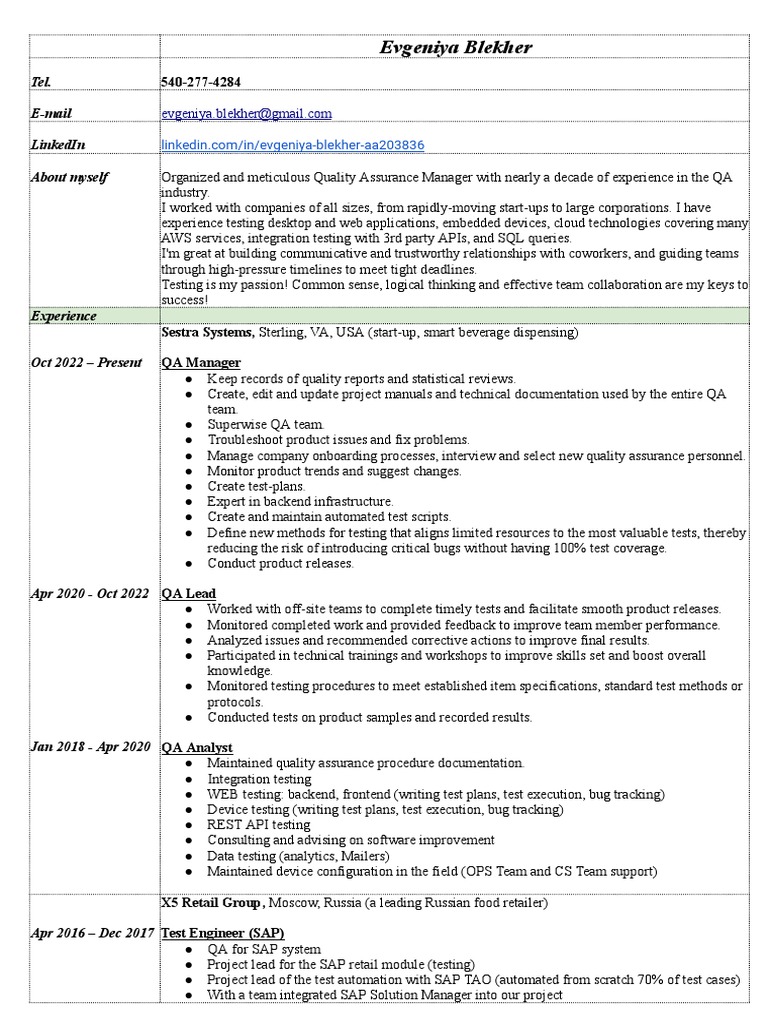 Dice_Resume_CV_Evgeniya_Blekher | PDF