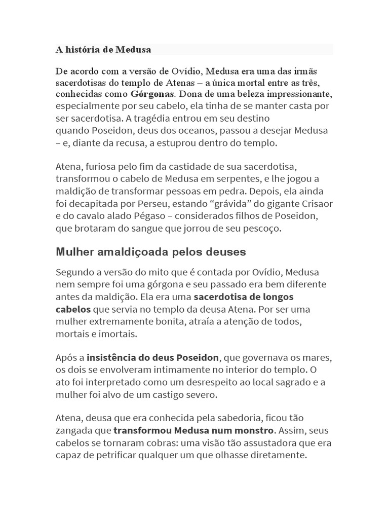 A História de Medusa | PDF | Medusa