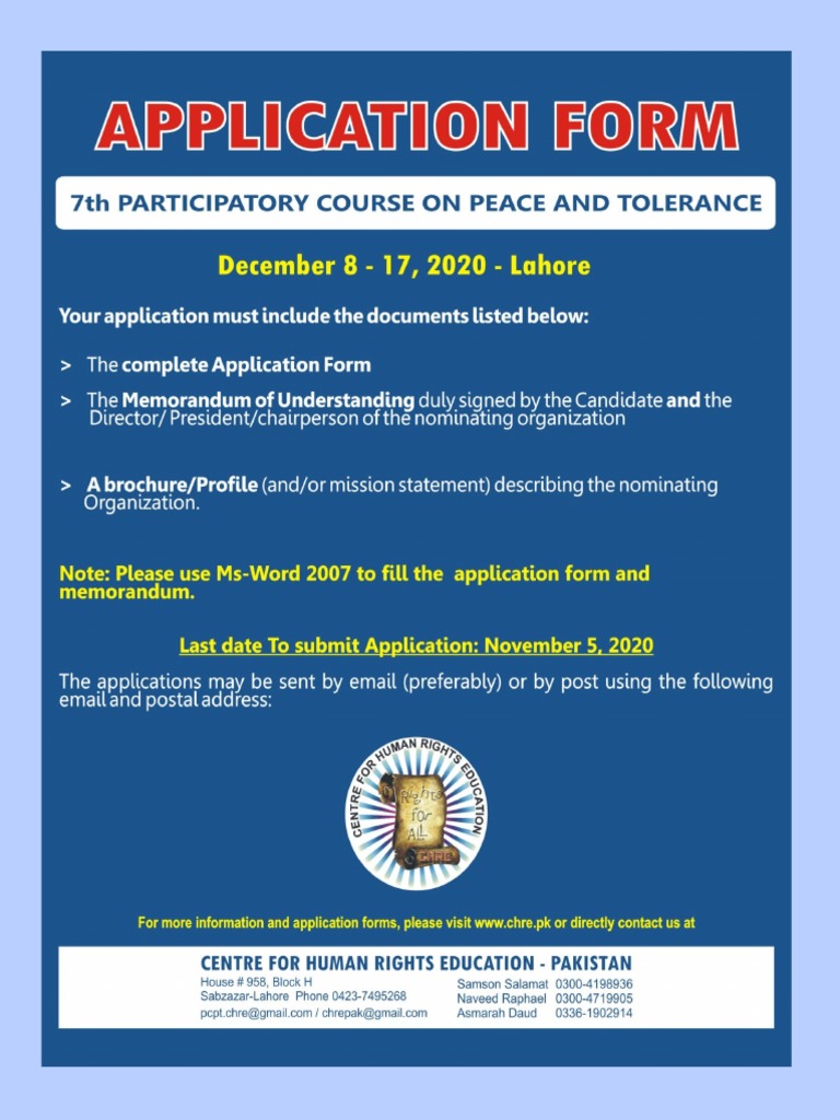 PCPT Application form 2020 | PDF | Learning | Human Rights