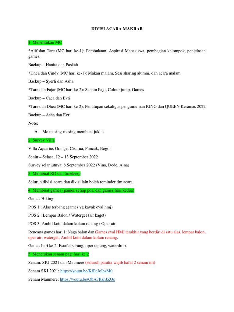 Rundown Acara Makrab 2022 | PDF