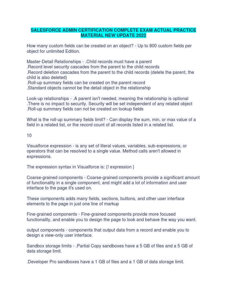 Salesforce Admin Certification Complete Exam Actual Practice Material New Update 2022 Download