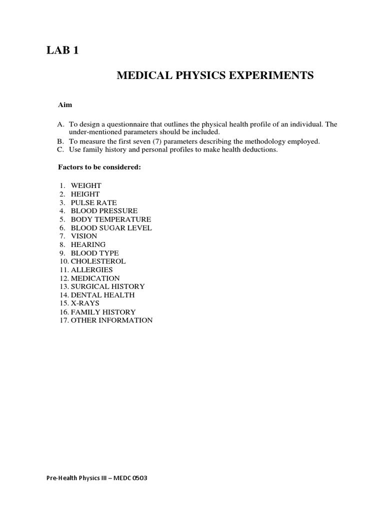 MEDC 0503 2022-2023 LAB 1 - Medical Experiments | PDF | Self-Improvement