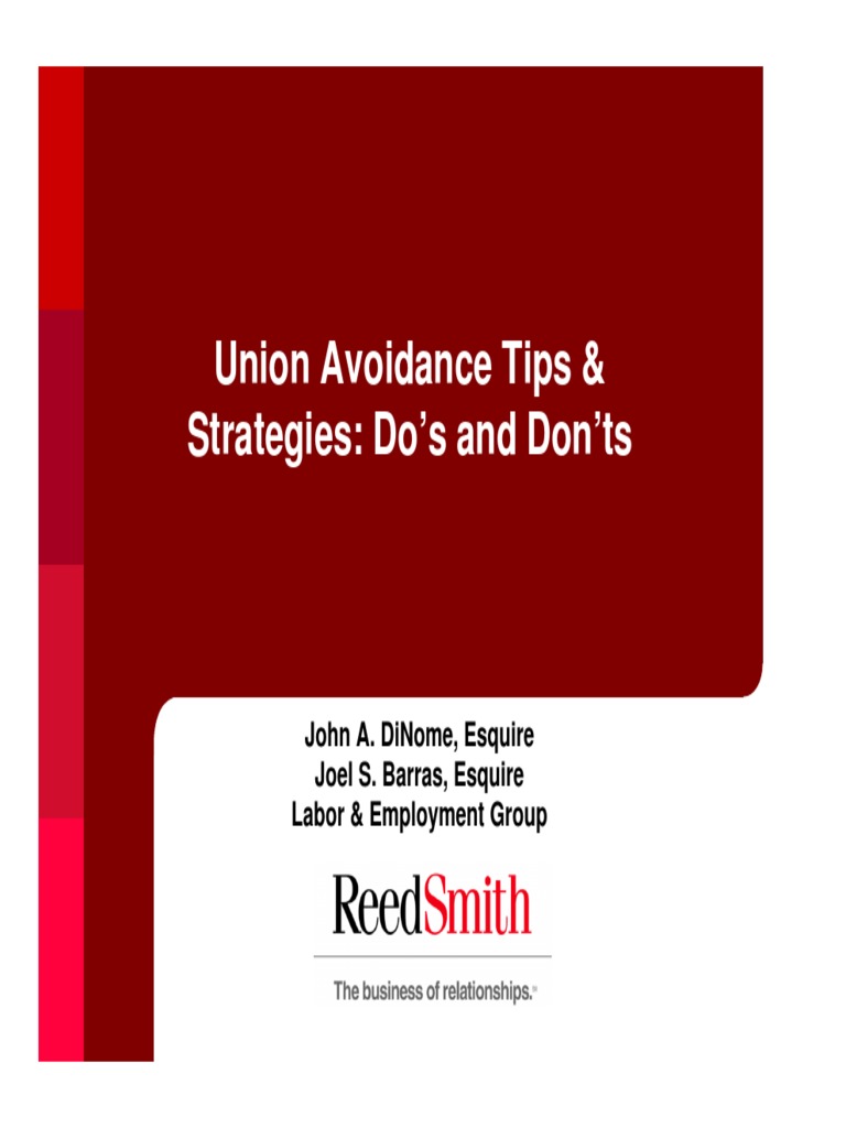 Union Avoidance Tips Strategies Dos and Don Ts | PDF | Employment ...