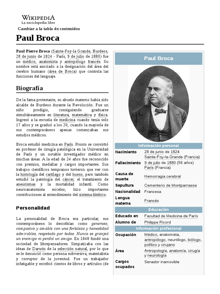 Paul Broca: Pionero de la Neurociencia | PDF | Neurociencia