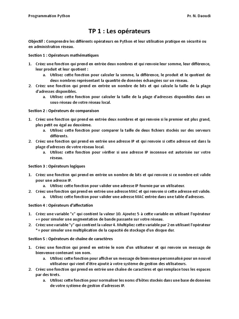 TP 1 Programmation Python | PDF