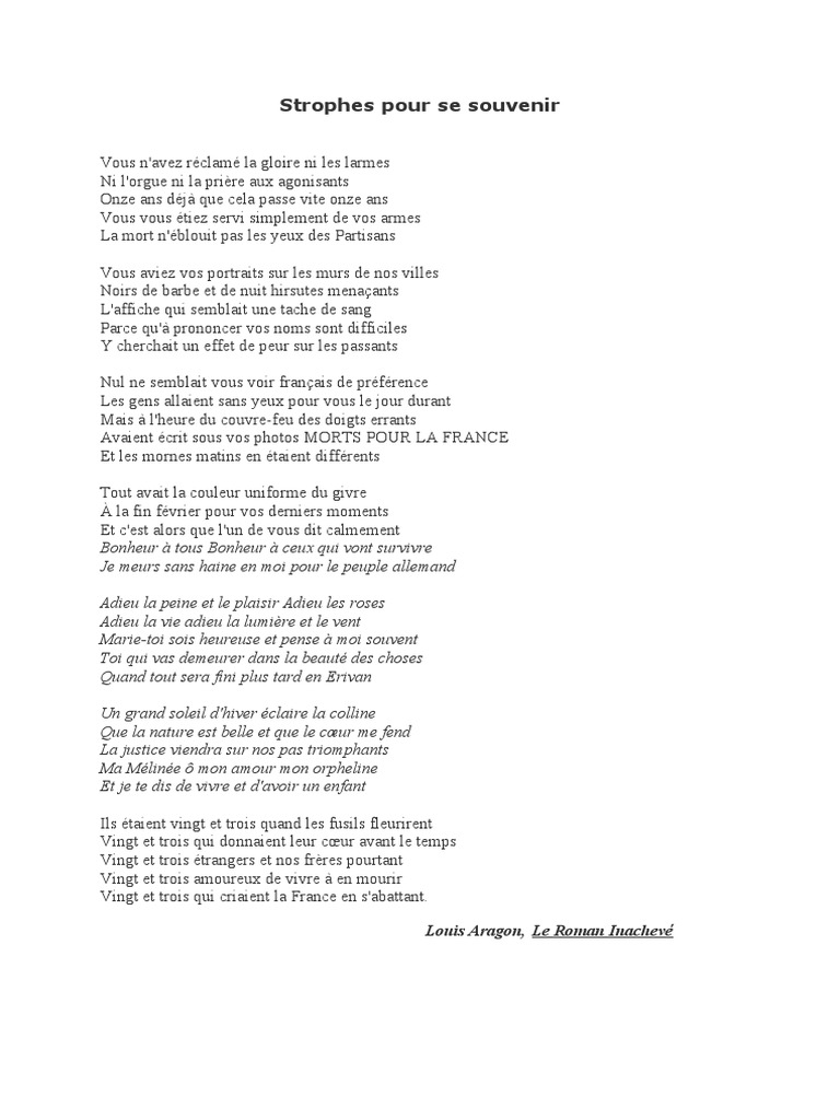 Strophes Pour Se Souvenir | PDF