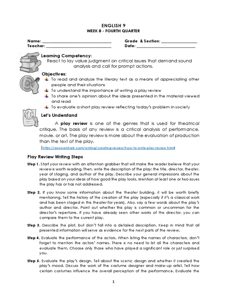 Writing a Play Review Guide | PDF | Thought | Cognition
