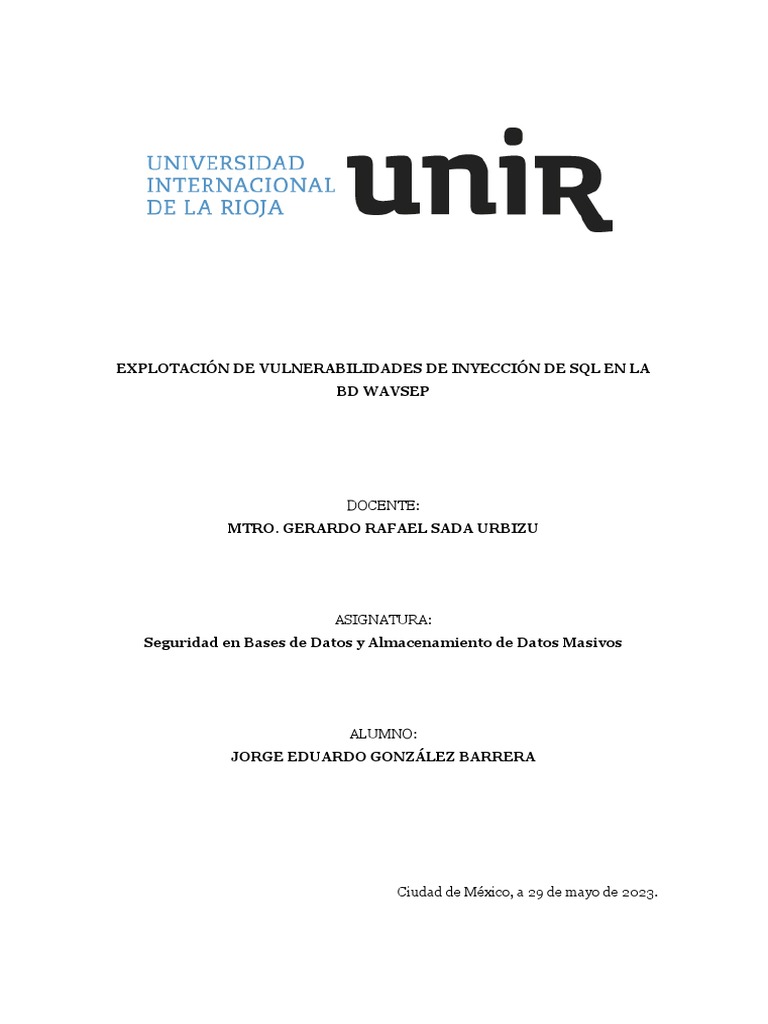 Explotación de vulnerabilidades de inyección de SQL en la BD WAVSEP | PDF