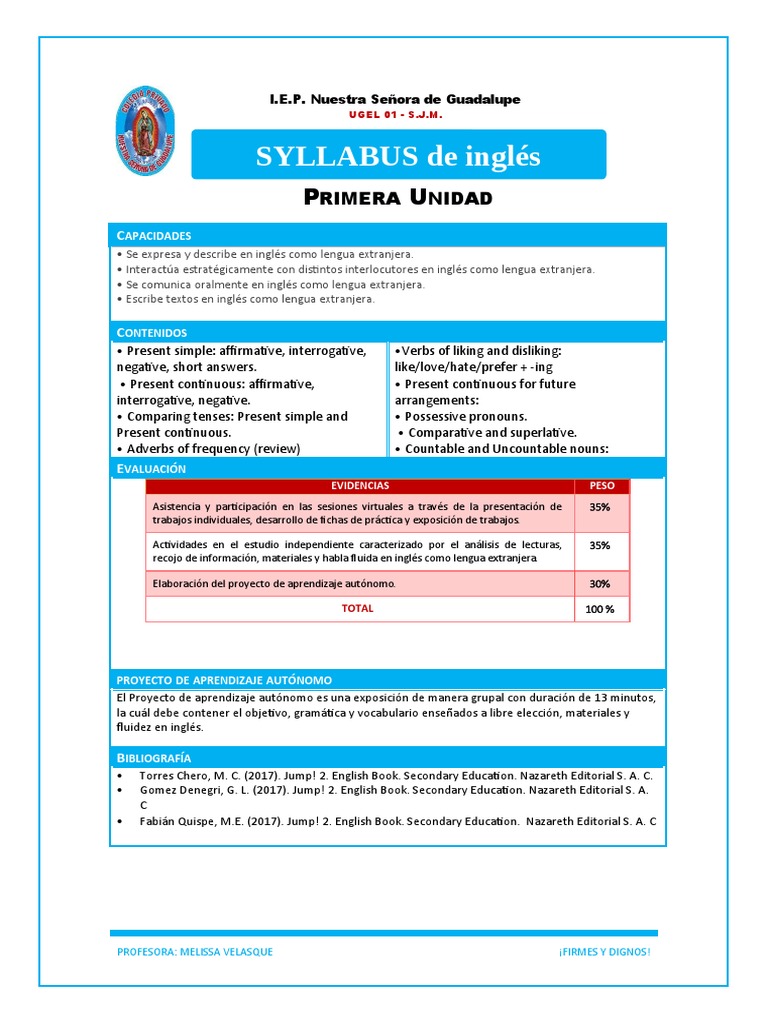 Syllabus 2023. 2do de Secundaria. | PDF