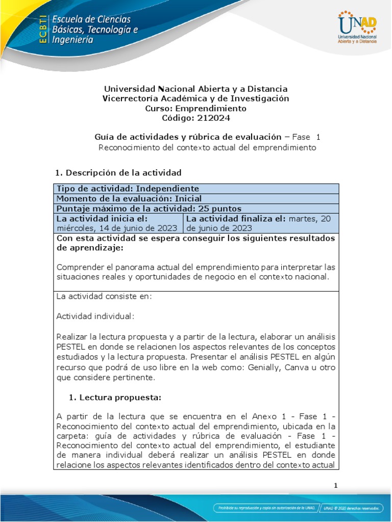 Guía de Actividades y Rúbrica de Evaluación Fase 1 - Reconocimiento Del Contexto Actual Del ...