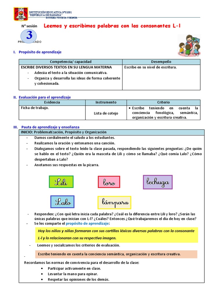 Comunicación - Leemos y Escribimos Palabras Con La Consonante L | PDF