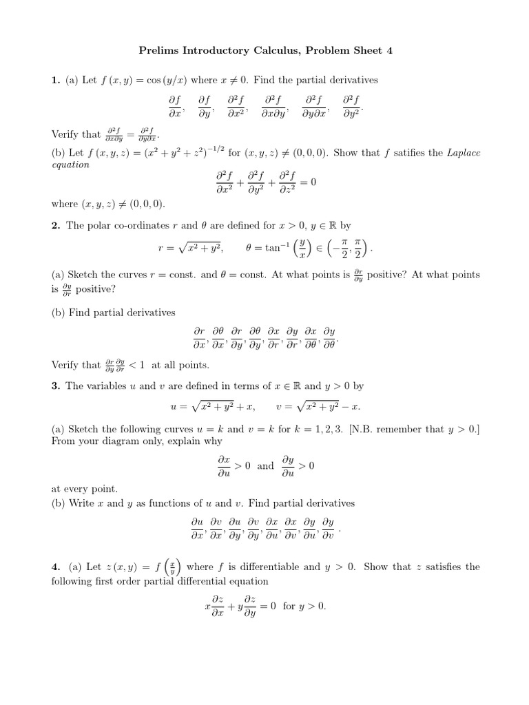 (Calculus Oxford) Problem Sheet 04 | PDF | Derivative | Analysis