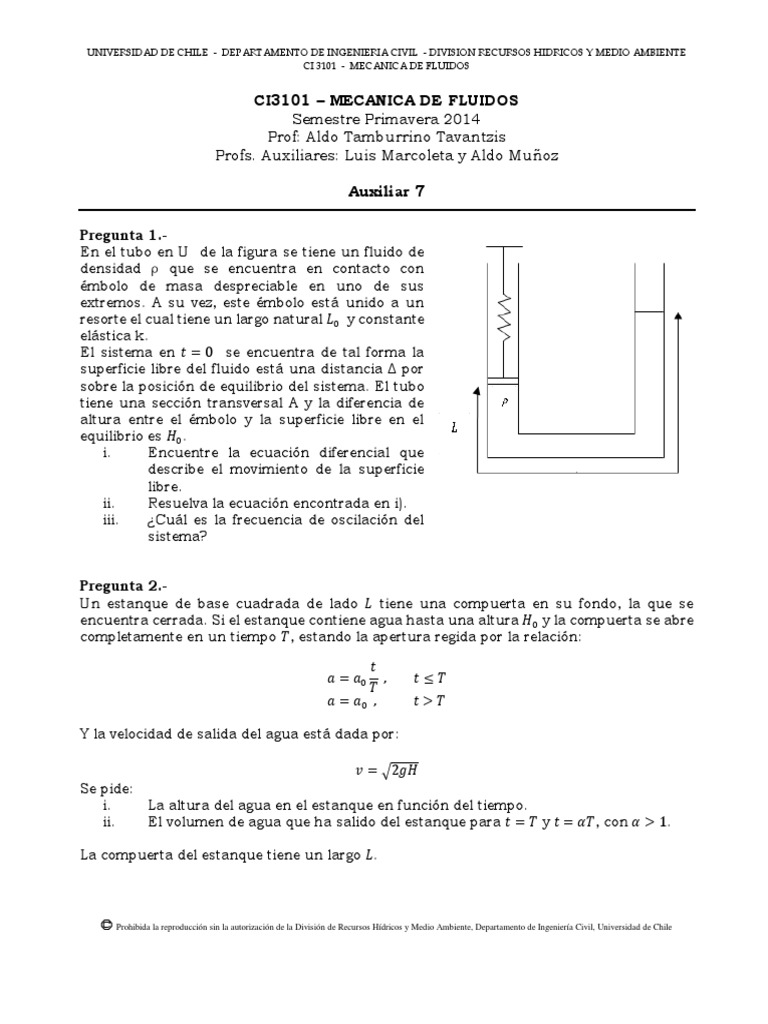 Semestre Primavera 2014 Prof: Aldo Tamburrino Tavantzis Profs. Auxiliares: Luis Marcoleta y Aldo ...