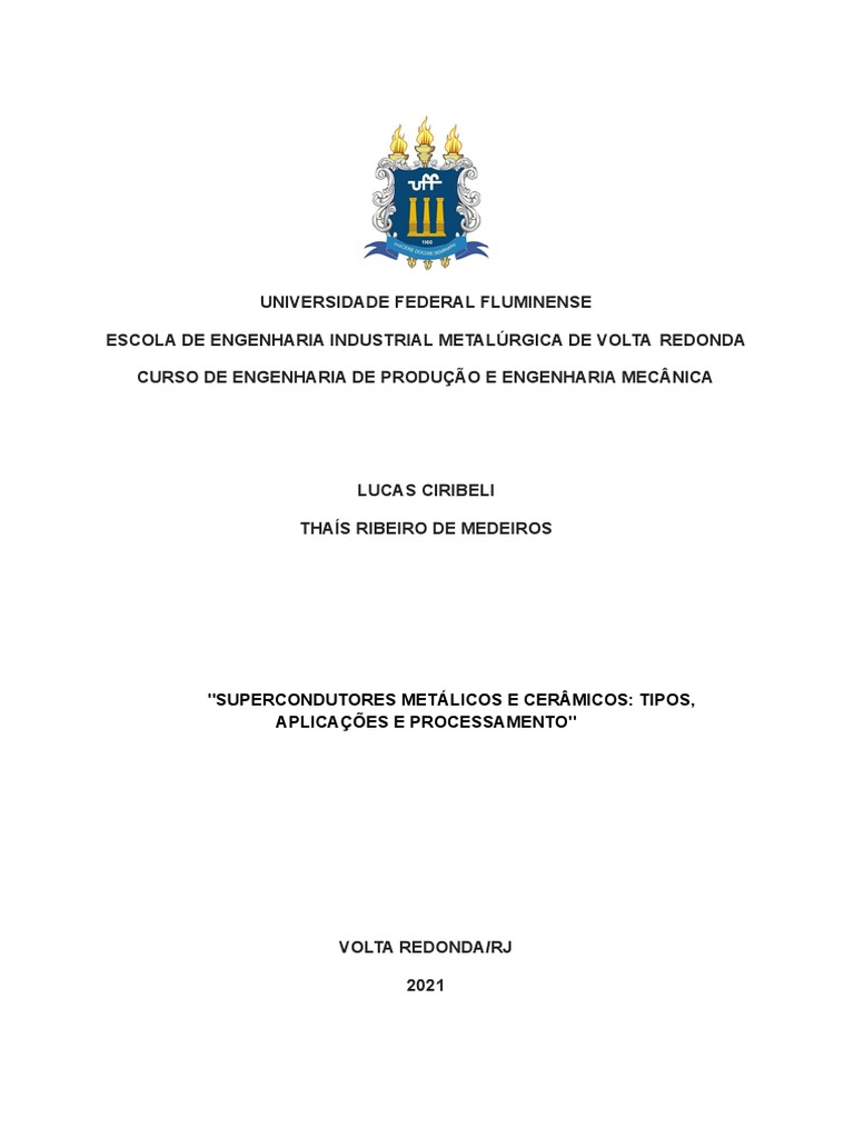 Super condutores metálicos | PDF | Supercondutividade | Eletricidade