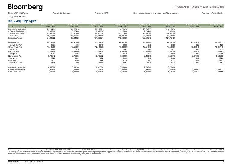 BBG Adj Highlights | PDF | Revenue | Trade