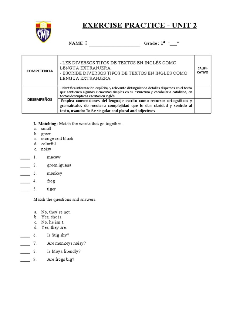 1ST Exercise Practice - Unit 2 | PDF 1ST Exercise Practice - Unit 2 | PDF