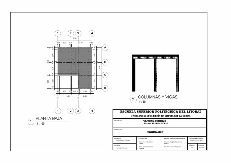 Plano Estructural de Columnas y Vigas | PDF