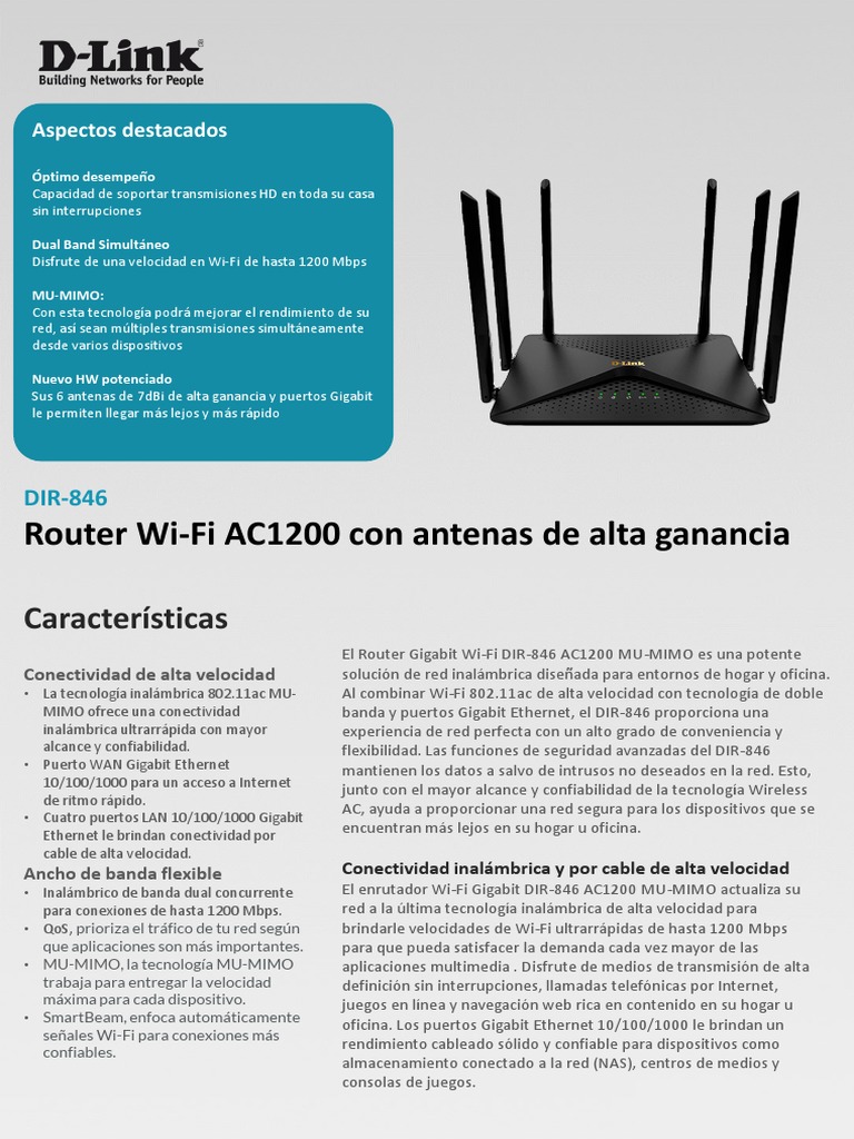 DIR-846 Datasheet | PDF | Red de computadoras | Wifi