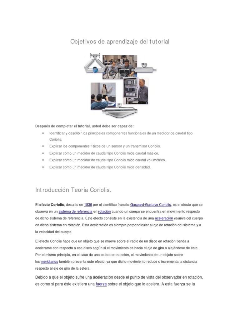 Sensores De Flujo Coriolis Principios De Funcionamiento Pdf