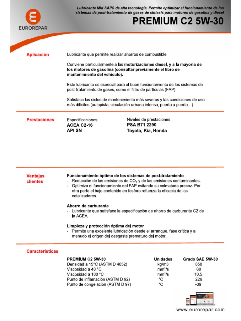 5w30 c2 premium EUROREPAR | PDF