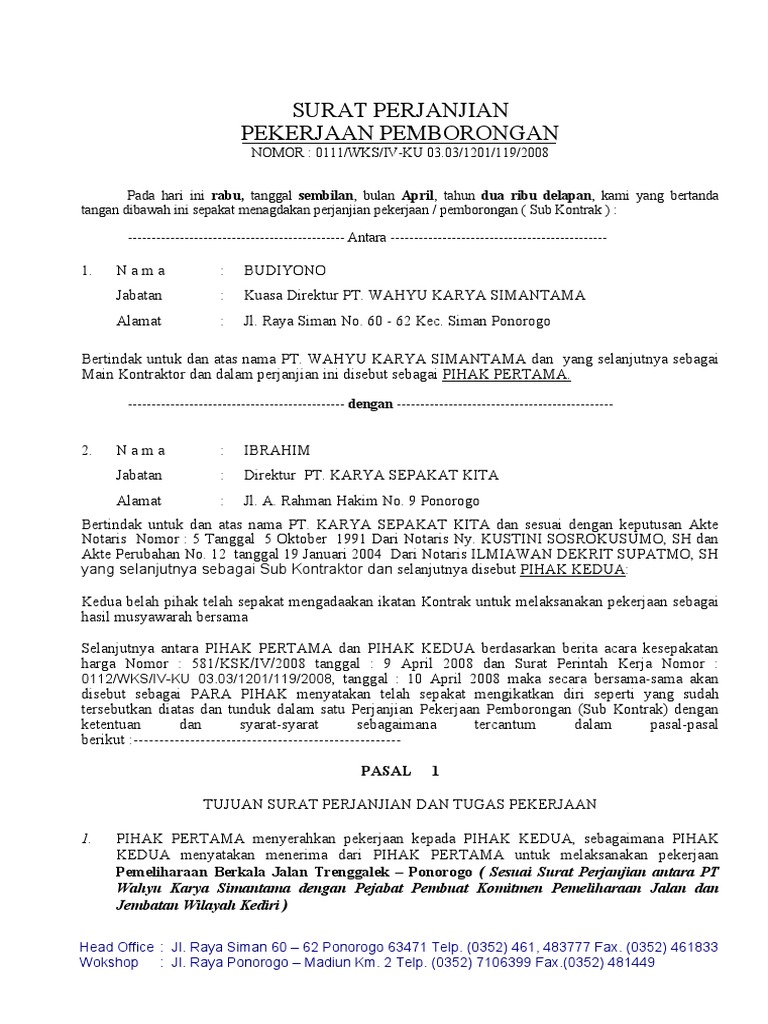Sub Kontraktor | PDF