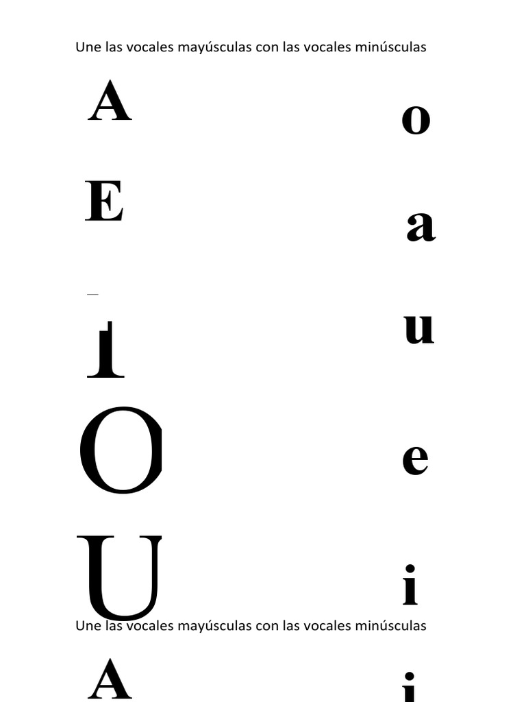 Une Las Vocales Mayúsculas Con Las Vocales Minúsculas | PDF