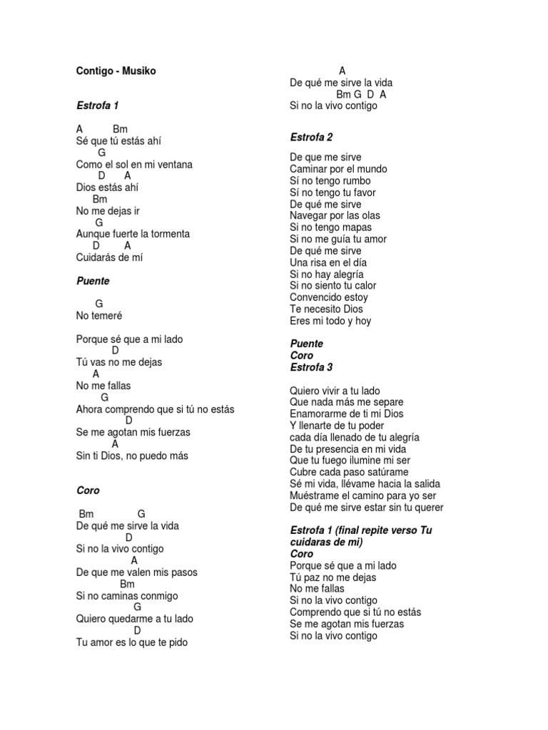 CONTIGO, Musiko - Acordes | PDF