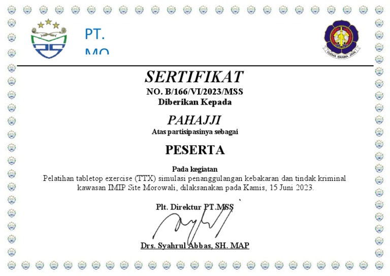 Sertifikat STP | PDF