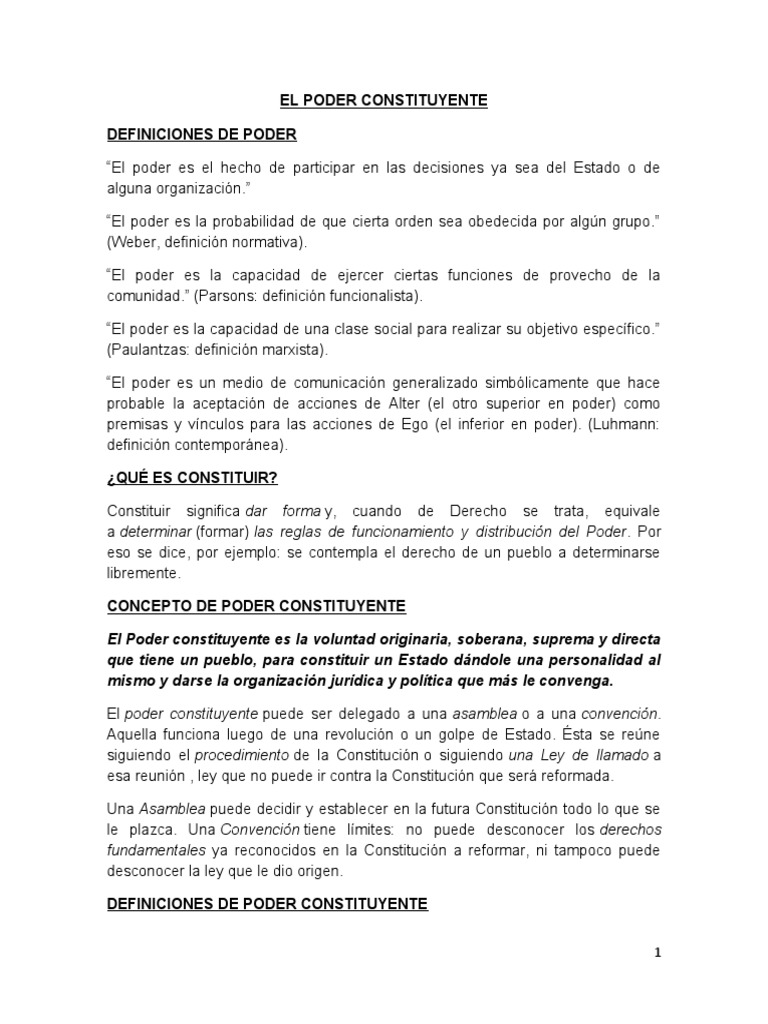 El Poder Constituyente | PDF | Constitución | Estado (política)