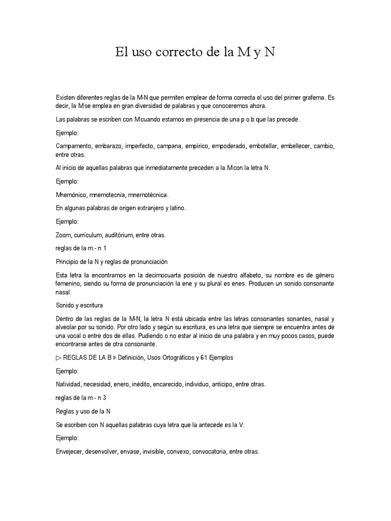 Uso Correcto de M y N en Español | PDF