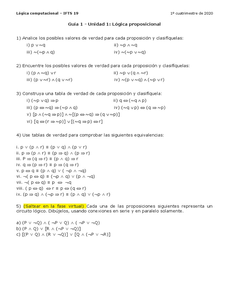 1-Guia Logica Proposicional | PDF