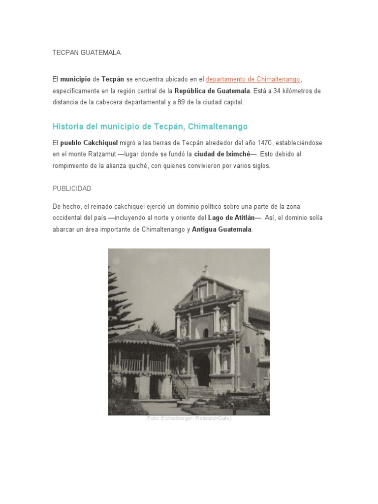Historia y características de Tecpán | PDF | Guatemala
