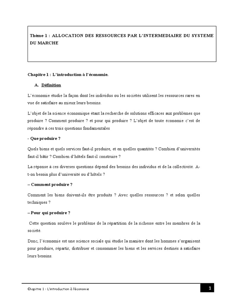 Introduction à l'économie et systèmes économiques | PDF | Économie ...