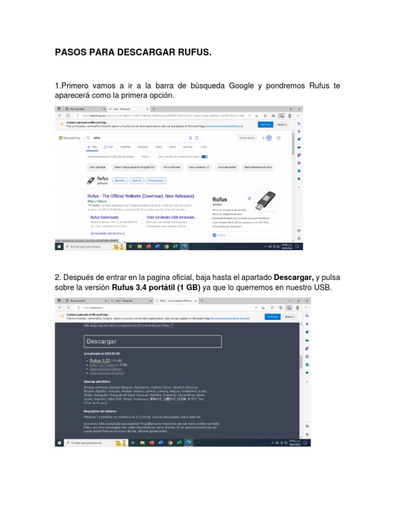 PASOS PARA DESCARGAR RUFUS | PDF