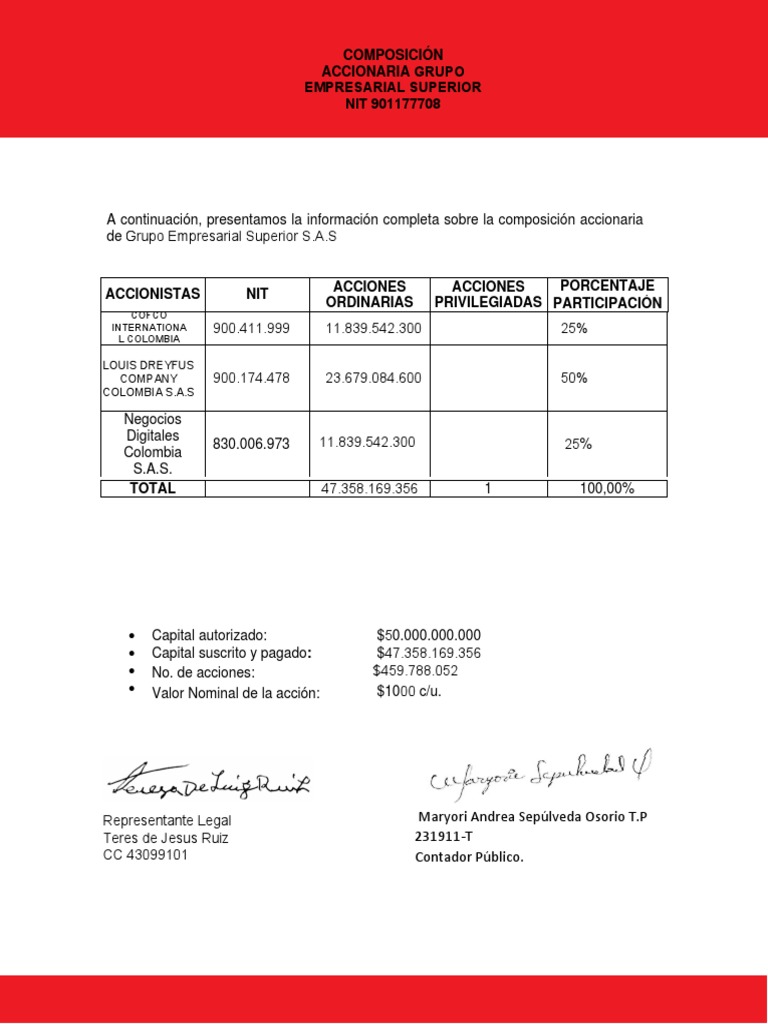Composicion-Accionaria GES | PDF | Finanzas y dinero | Derecho