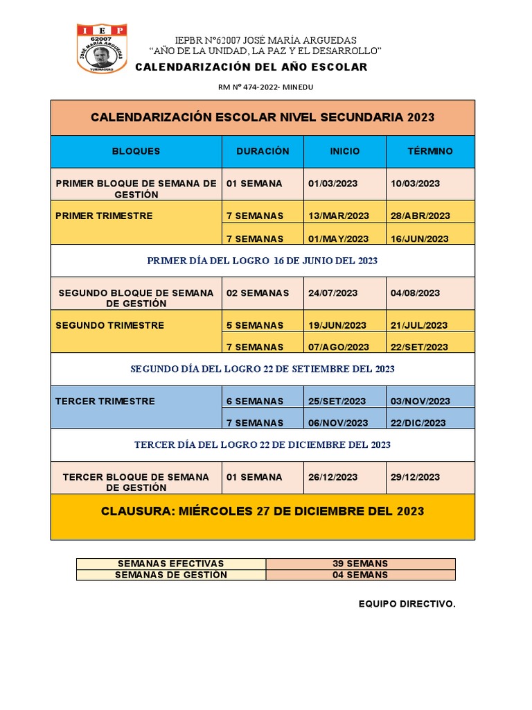 Calendarización Del Año Escolar | PDF