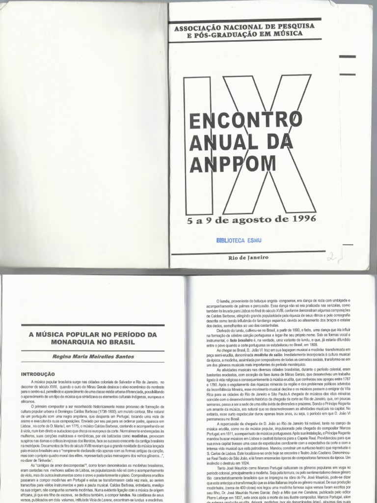 A Música Popular No Período Da Monarquia Brasileira - Regina M. M ...