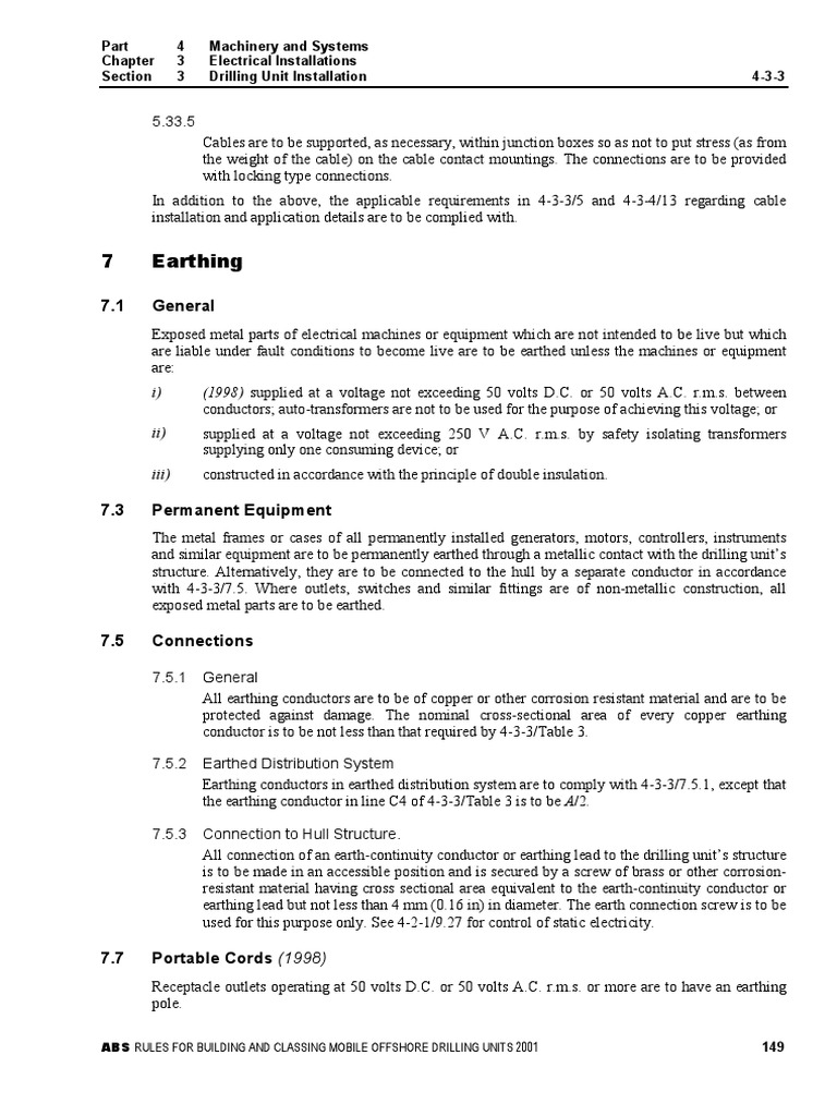 ABS Rule Earthing | PDF | Electrical Conductor | Alternating Current