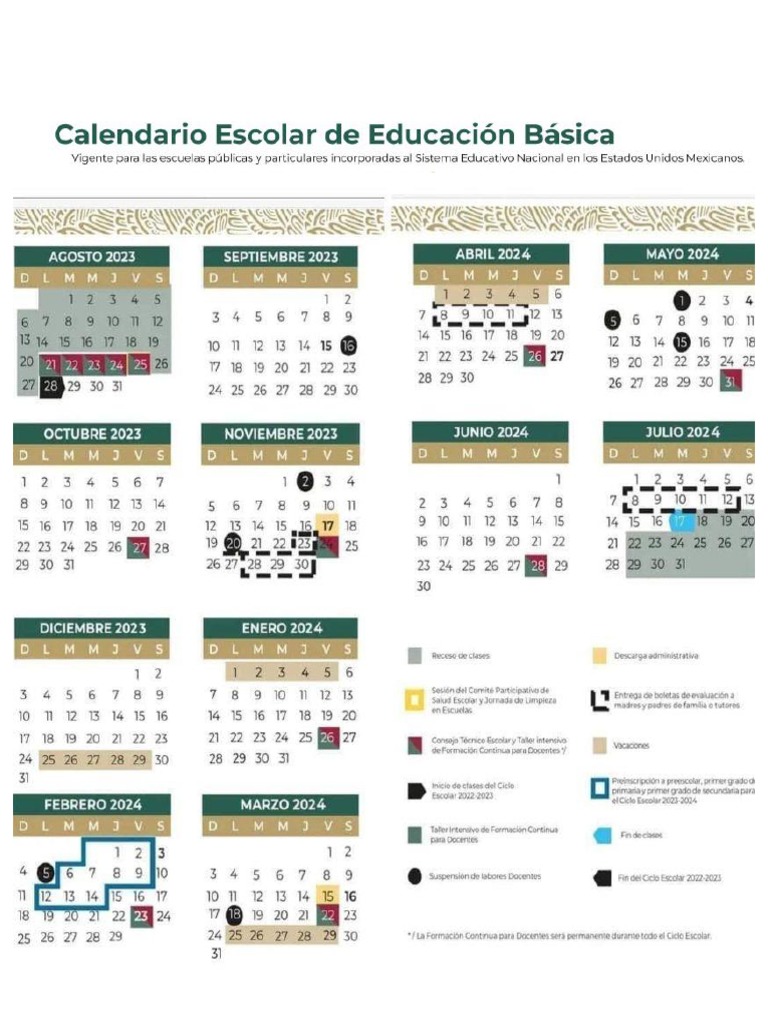 Propuesta de Calendario Ciclo Escolar SEP 2023-2024 | PDF