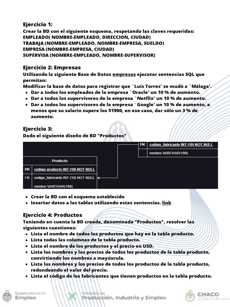 Ejercicios - SQL | PDF | SQL | Informática