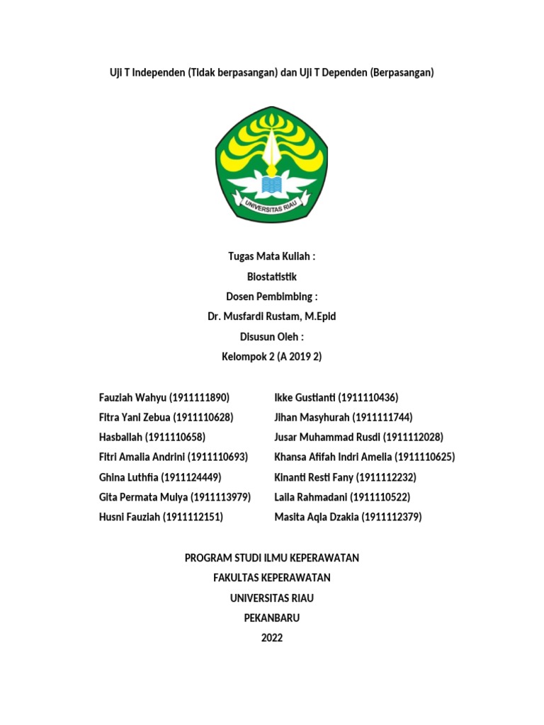 KEL 2 - MAKALAH UJI T INDEPENDEN DAN DEPENDEN (3) | PDF