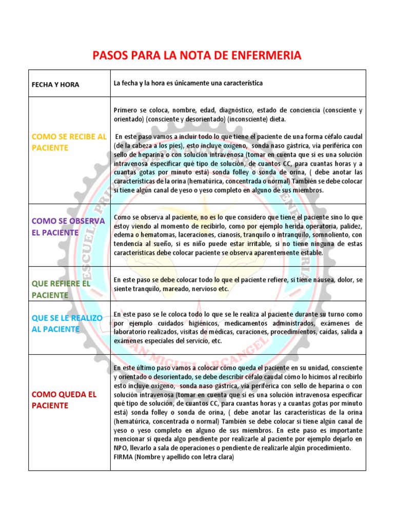 Pasos para La Nota de Enfermeria 1 | PDF | Ciencia y matemáticas