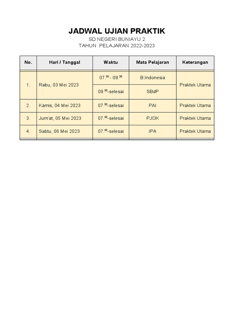 JADWAL UJIAN PRAKTIK (AutoRecovered) | PDF