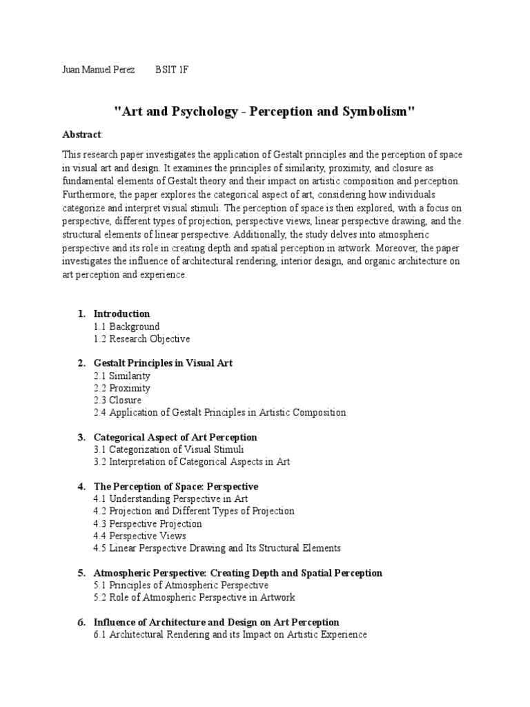 Art and Psychology - Research Paper | PDF