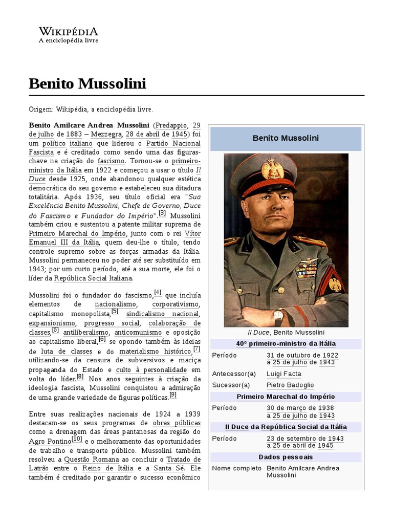 Benito Mussolini | PDF | Benito Mussolini | Fascismo