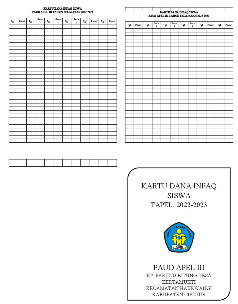 Kartu Infaq Siswa PAUD Apel III | PDF