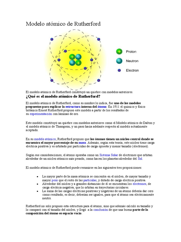 Modelo atómico de Rutherford explicado | PDF | Núcleo atómico | Átomos