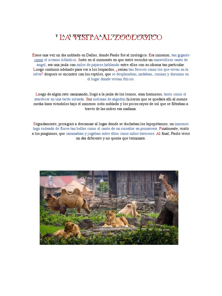 La Visita Al Zoologico | PDF