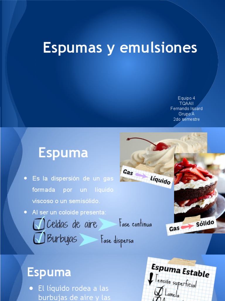 Emulgentes y Espumas Presentación | PDF | Cocina, comidas y vino