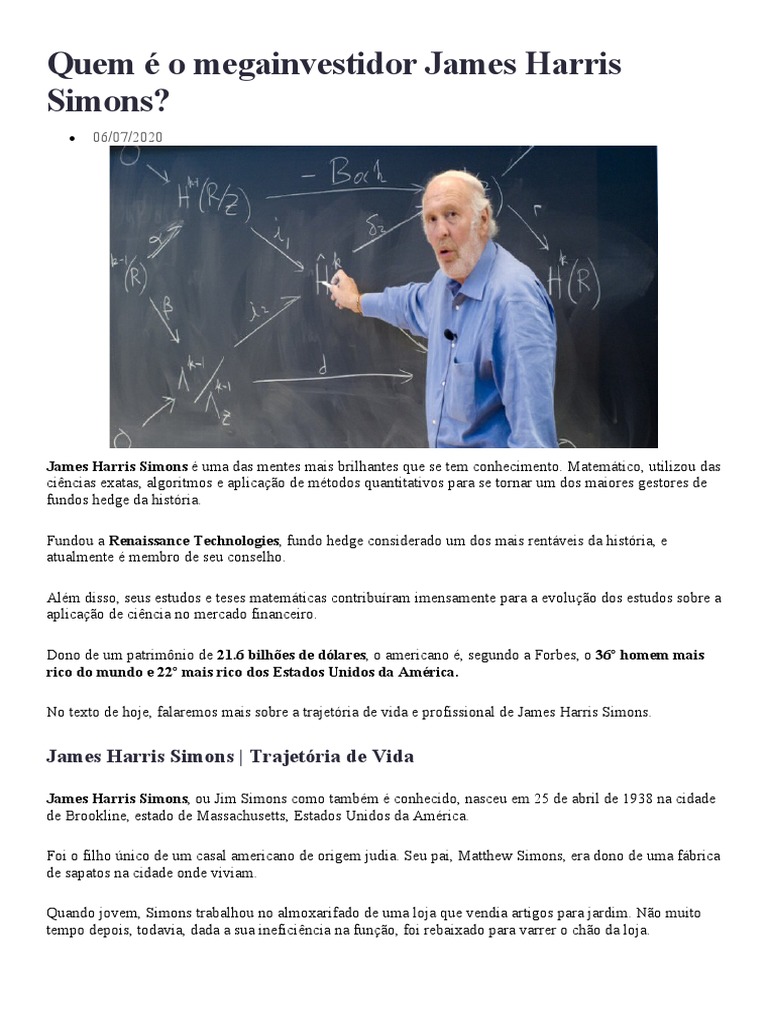 James Harris Simons | PDF | Matemática | Os Estados Unidos